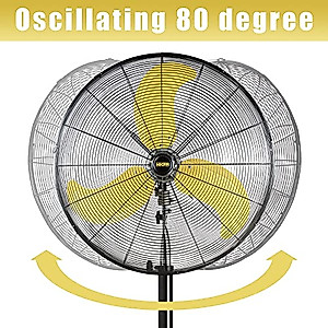 HiCFM YELLOW PEDESTAL FAN (30" Oscillating Pedestal Fan)
