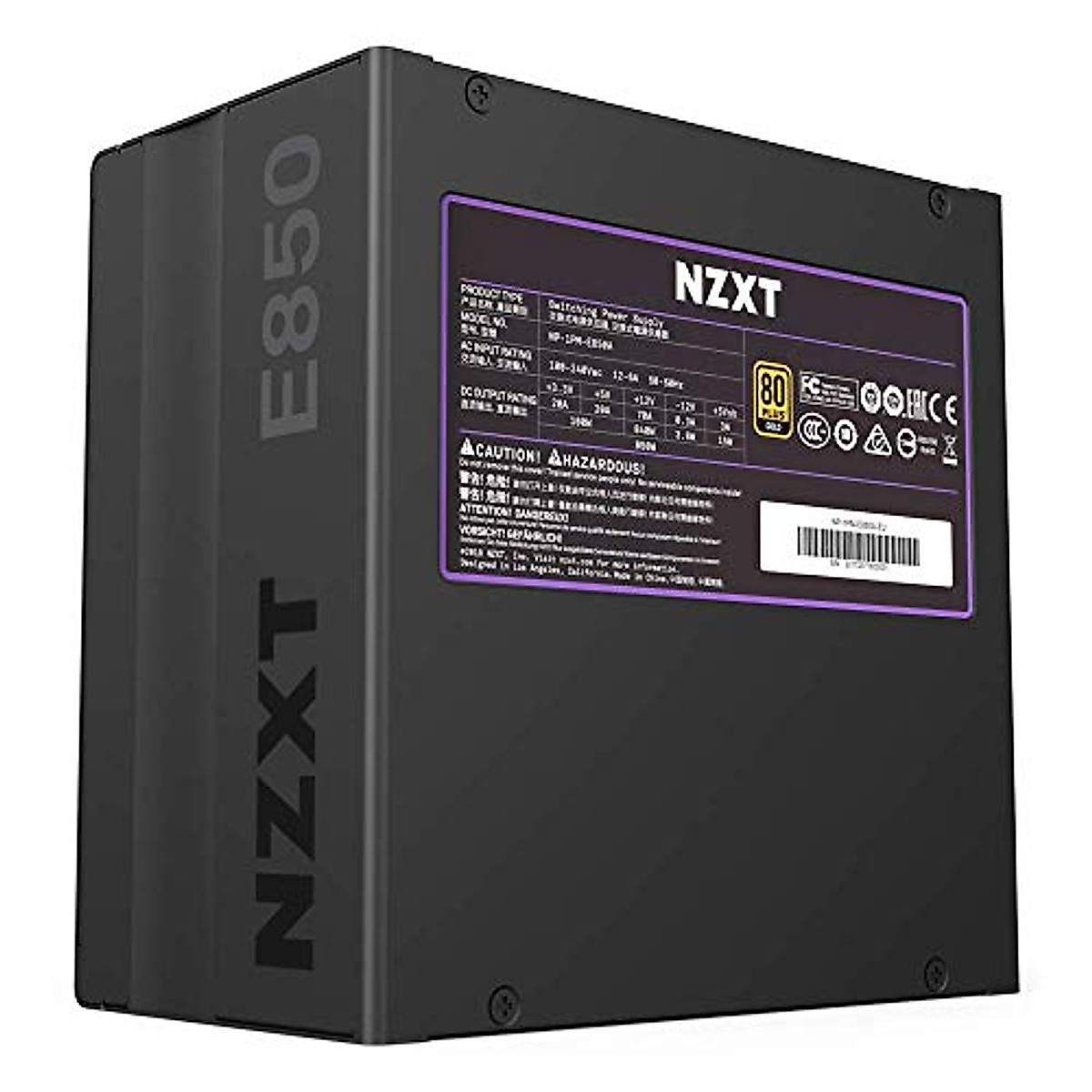 NZXT E850 - NP-1PM-E850A-US - 850-Watt ATX Gaming Power Supply (PSU) - Fully Modular Design - 80 Plus Gold Certified - Silent Operation - Digital Voltage and Temperature Monitoring - 10 Year Warranty