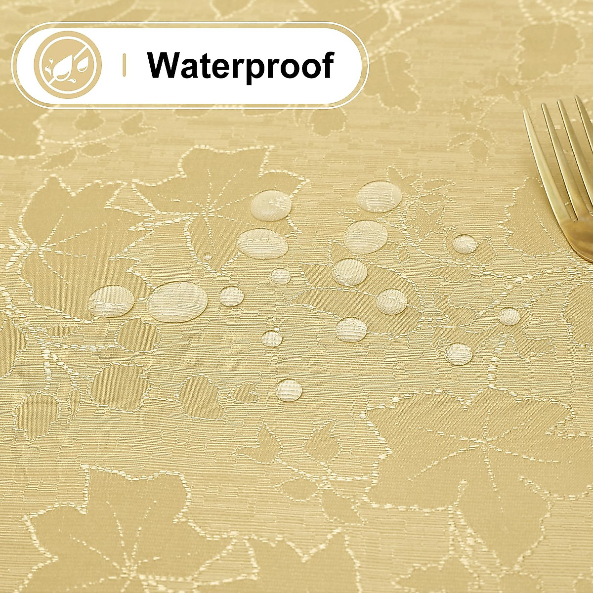 misaya Rectangle Fall Jacquard Tablecloth, Maple Leaf Damask Table Cloth, Waterproof Fabric Table Cover for Harvest and Thanksgiving Decorations (60" x 120", Yellow)