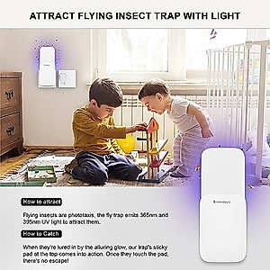 Mosalogic Fly Trap Indoor Flying Insect Traps Plug-in for Fruit Flies,Gnats, and House Flies - Gnat Killer Trapper Plug-in Fly Insect Catcher, 400 Sq Ft Protection Area