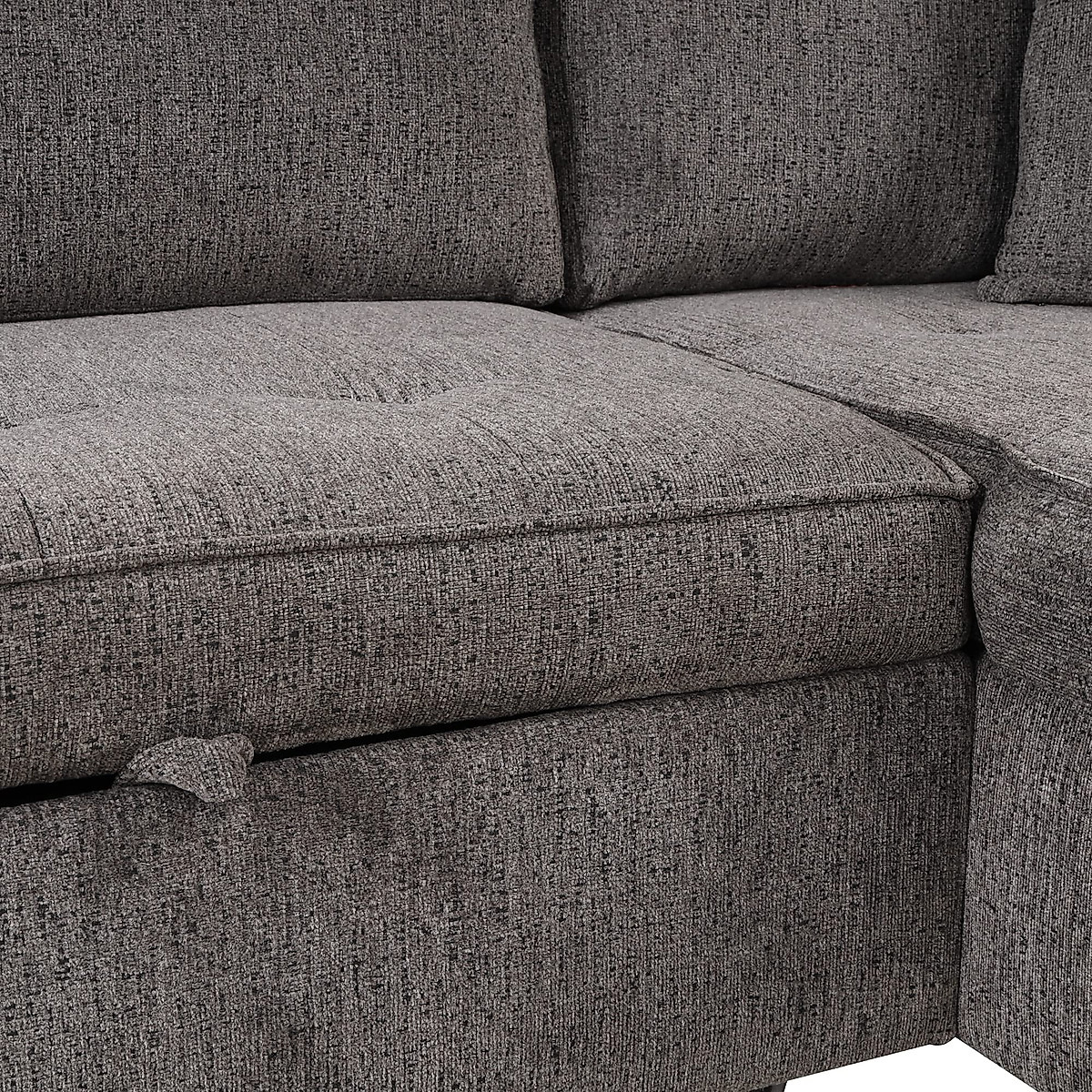 FANYE Corner Sectional Sleeper Reversible Storage Chaise, Modern Convertible Practical Sofa Pull Out Sleep Couch Bed for Home Apartment Office Sofabed, Charcoal Gray 2 Stools 104.5" W