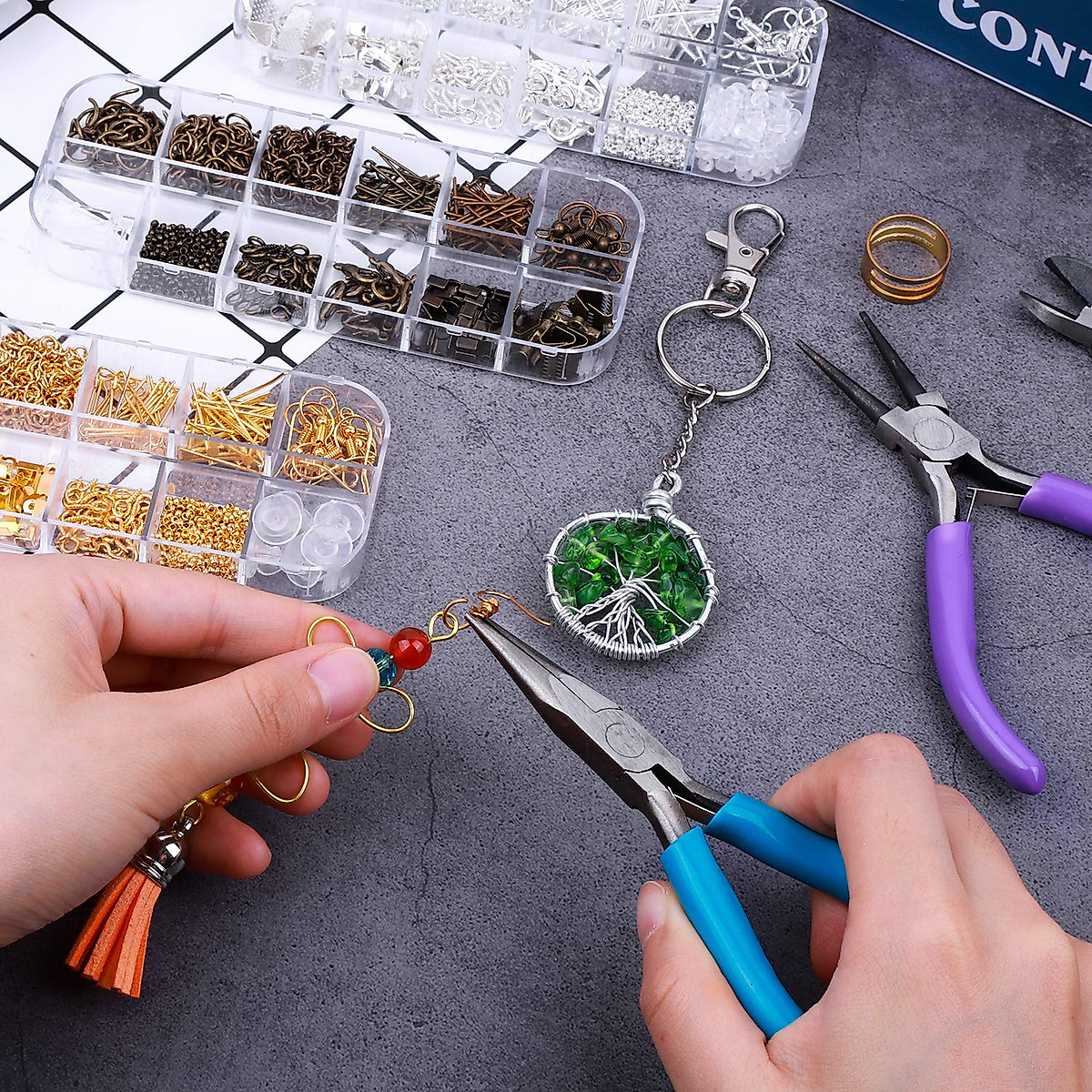 Jewelry Making Supplies Kit, Paxcoo Jewelry Making Kit with Jewelry Making Tools, Jewelry Wires and Jewelry Findings for Jewelry Making, Repair and Beading
