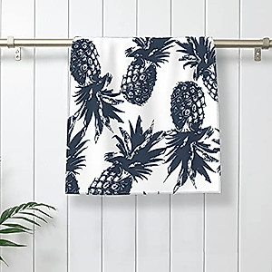 Dark Blue Pineapple Hand Towel Watercolor Summer Fruit Face Towel Soft Fingertip Graphic Hand Towels for Bathroom Kitchen Hotel Yoga & Gym 27.5 X 15.7'