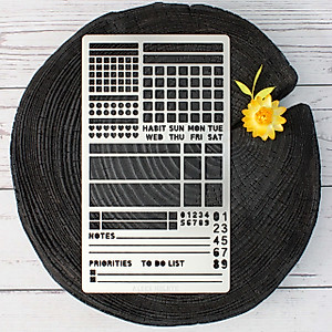 Aleks Melnyk No.423 Metal Stencil for Bullet Journaling, Makeselife Stencil Bookmark, Planning, Banners, Lines, Lists, Planner Stamps, Habit Tracker, Dot Journal Stencil for Diary, Template, Scrapbook