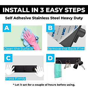 Key Hooks for Wall, Key Holder for Wall Decorative with 3 Key Hooks, Coat Hanger, Purse Hanger, Towel Hook, Easy Mount Key Hangers for Wall, Entryway, Bathroom, Living Room, Kitchen