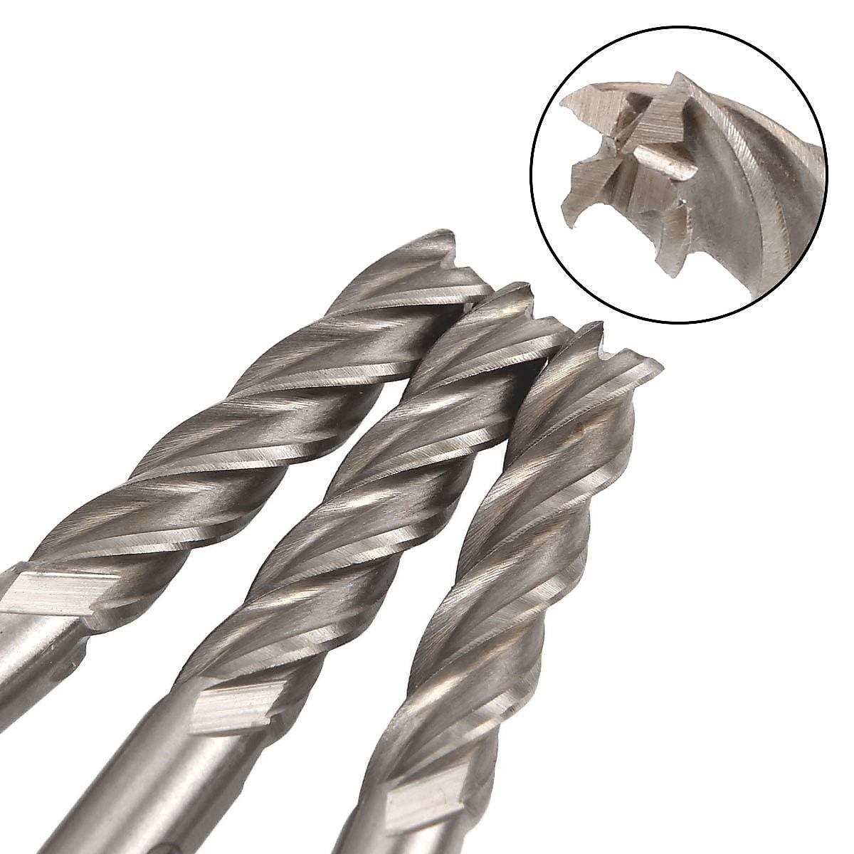 JMIATRY 8 Packs 1/4 inch End Mill 4 Flute Straight Milling Cutter HSS end Mill 1/4 inch Square Nose Straight Shank CNC Bits 1/4 Shank End Mills for Wood Steel, Titanium (6.35mm,4T)