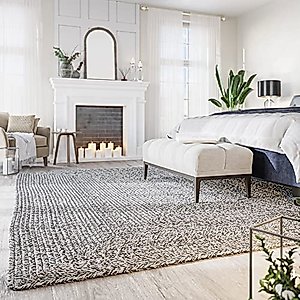 BELLEZE Area Rug Modern Solid Colored Indoor Outdoor Rug, Accent Rug for Patio, Living Room or Kitchen, Luxury Bohemian Style Home Decor, 8' x 10' - Light Gray