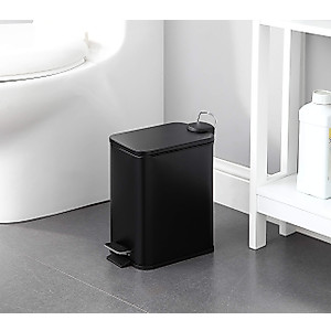 SunnyPoint 5 Liter / 1.32 Gallon Trash Can with Plastic Inner Buckets; Rectangle Bathroom, Office, Kitchen, and Bedroom Step On and Slow Close