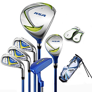 PGM Junior Golf Club Complete Set Includes Driver, Hybrid, 7, 9, Wedge Irons, Putter, Stand Bag Right Handed for Children Kids 6-8, 6 Pieces Youth Golf Clubs with 2 Headcovers for Boys & Girls