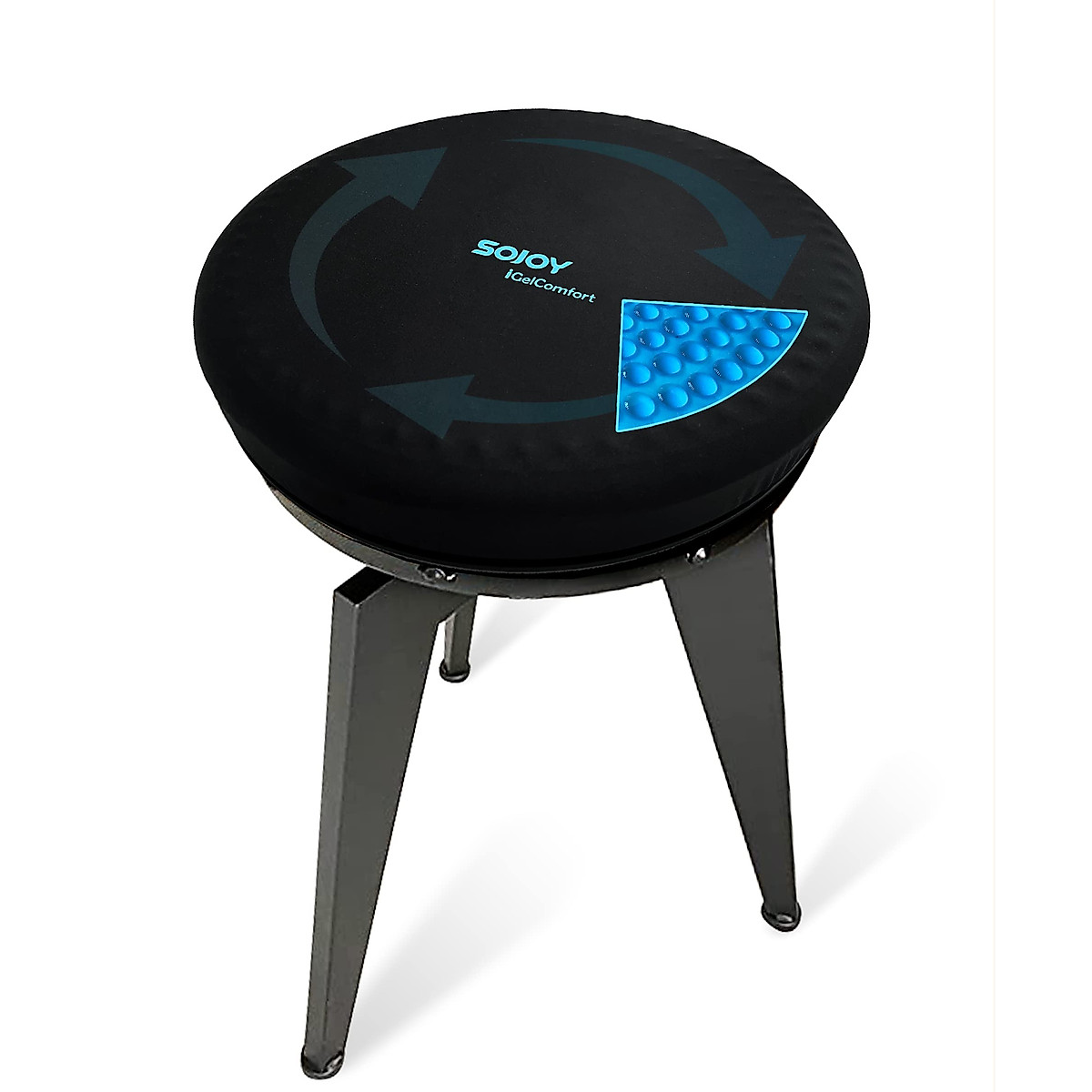 Sojoy iGelComfort Deluxe Gel Swivel Seat Cushion with Supportive Memory Foam 360 Degrees Rotating Seat Cushion for Home,Stool Chair,Office, 13.5 Inches in Diameter