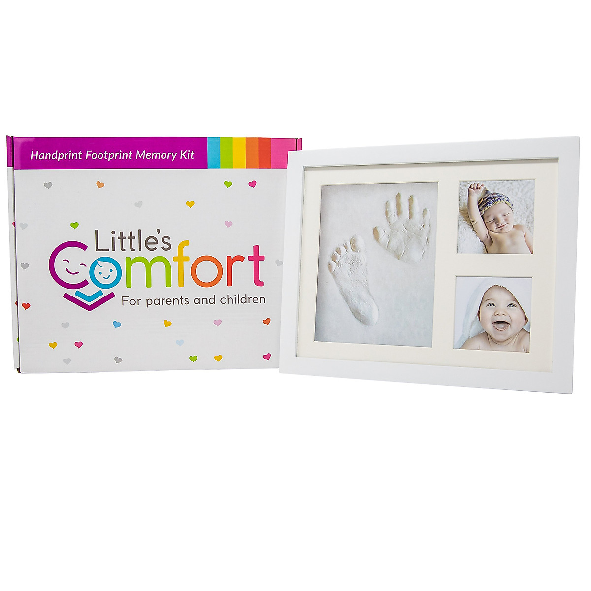 Handprint Footprint Memory Kit by Little’s Comfort - personalized clay keepsake with wooden picture frame-for newborn infants, kids, adults, family or pets-baby shower-photo decoration-non toxic