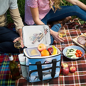 Cooler Bag Large Camping Cooler Tote Animal Dolphin Sea Ocean Lunch Cooler Bag Insulated Waterproof Lunch Box for Picnic Beach Travel, Reusable Leakproof