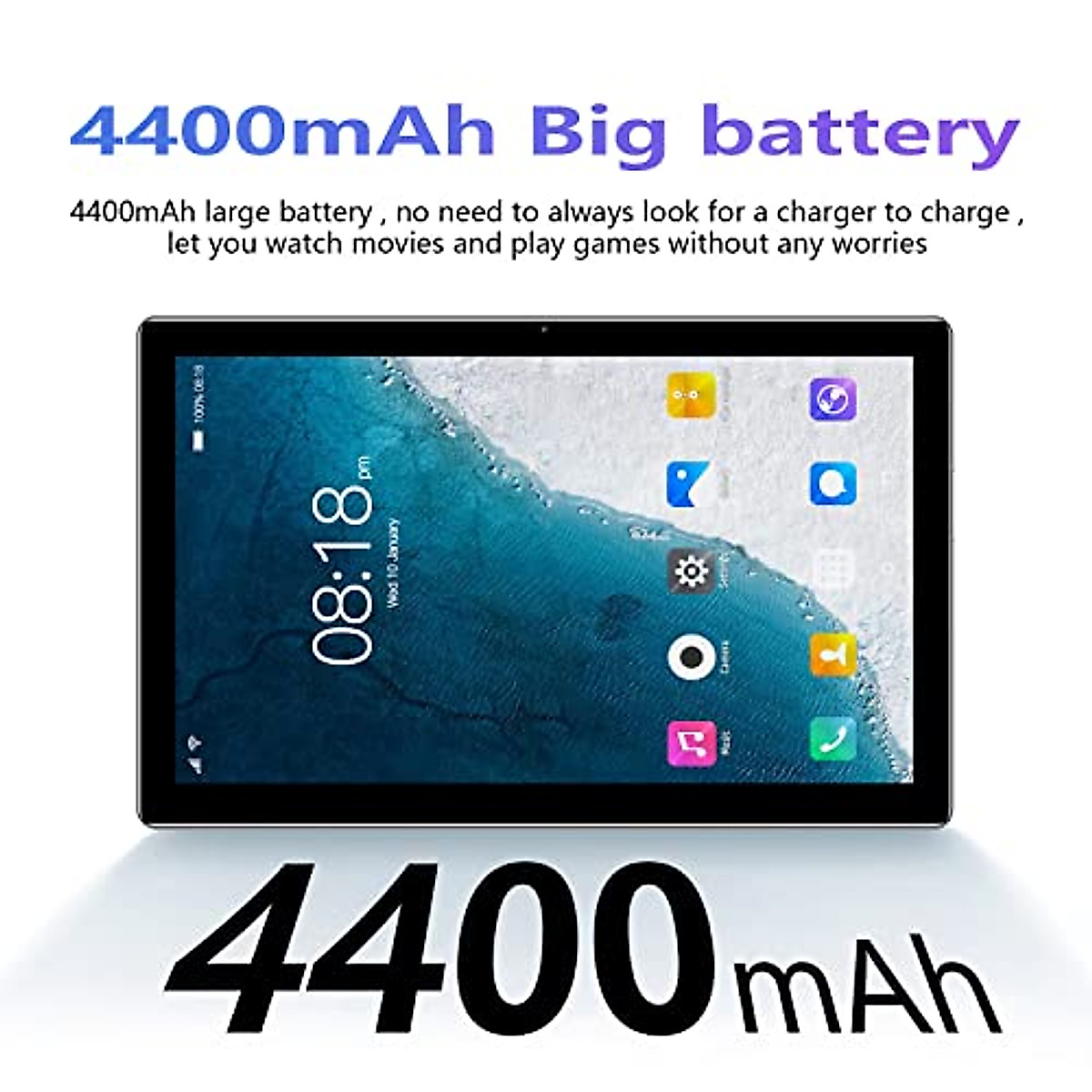 10.1 Inch Ultra-Thin Hd Tablet WiFi Bluetooth Android 10-core 1gb +16gb Voice Call Game Learning Tablet Supports Sim Communication Front and Rear Dual Cameras 2022 (Black)