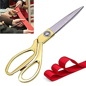 Aemoe 10.5 In Ribbon Cutting Scissors Heavy Duty Metal Large for Ceremony Professional Special Events, Inaugurations & Ceremonies Gold, SC0008-GOLD