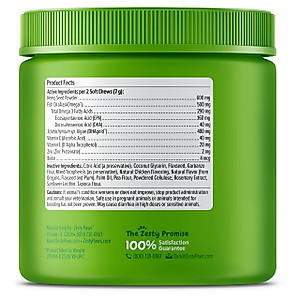 Zesty Paws Skin & Coat Bites for Dogs – Fish Oil Soft Chews with Omega-3 Fatty Acids EPA & DHA - Skin, Coat, Antioxidant & Immune Support - Hemp - 90 Count