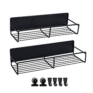 Magnetic Spice Rack, 2 Pack, Magnetic shelves,Home Organization, Home Essentials,Magnetic Fridge Organizer with hooks,Space Saver,Stove Top Shelf,Oven Rack,Fridge Magnet Organizer,Spice Jar Organizer