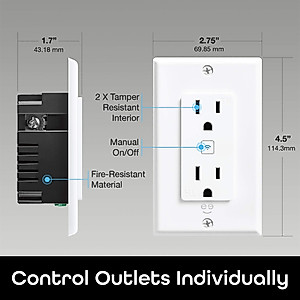 Geeni Smart WiFi in-Wall Outlet, White, 2 Outlets – No Hub Required – Smart Outlet Works with Amazon Alexa, Google Home, Requires 2.4 GHz WiFi
