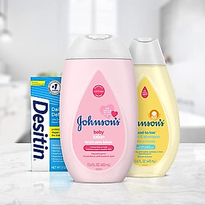 Johnson's First Touch Baby Gift Set, Baby Bath, Skin & Hair Essential Products, Kit for New Parents with Wash & Shampoo, Lotion, & Diaper Rash Cream, Hypoallergenic & Paraben-Free, 4 Items