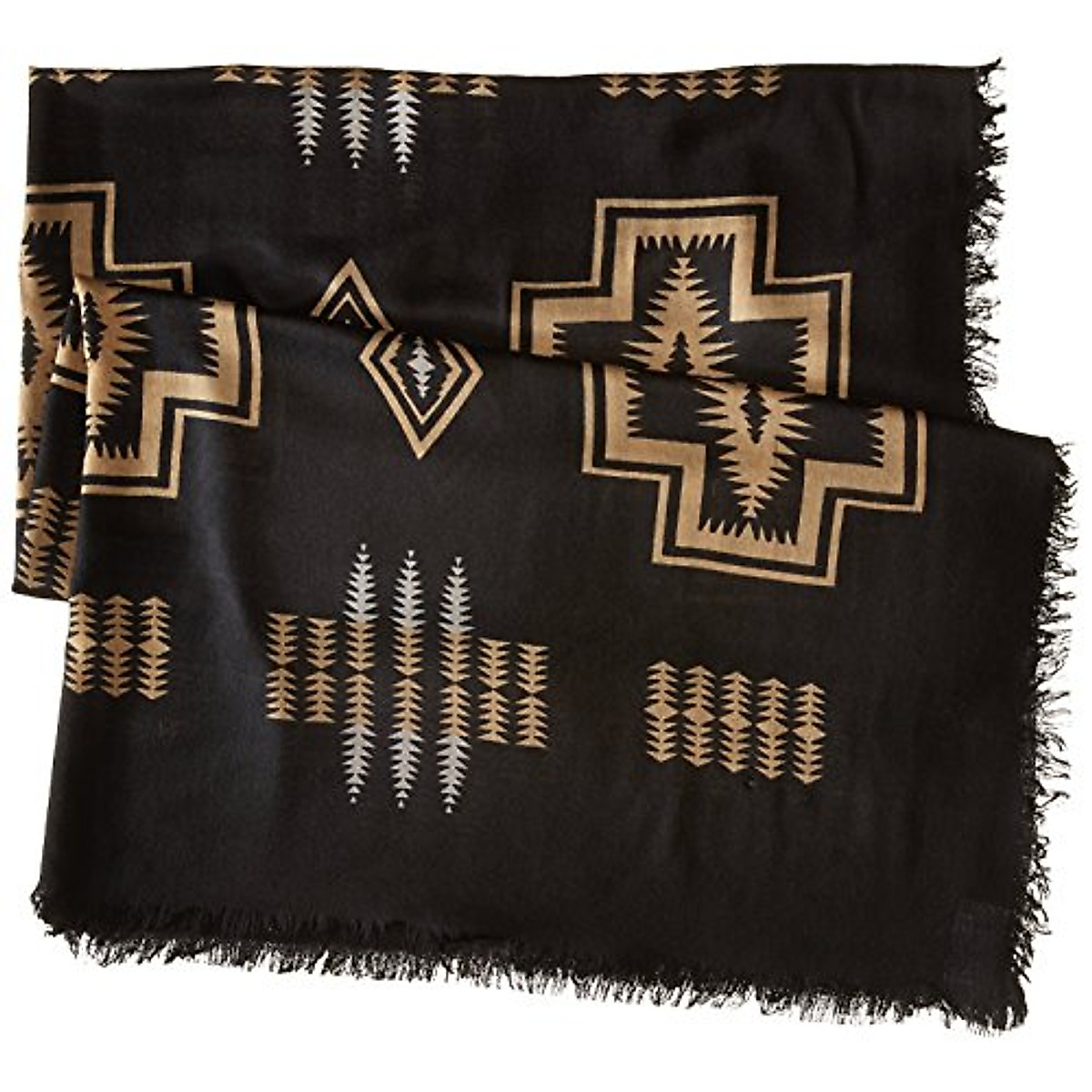 Pendleton Women's Oversize Featherweight Wool Scarf, Harding Black, One Size