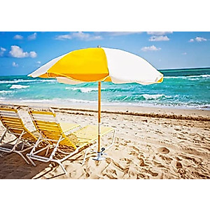 AMMSUN Beach Umbrella Sand Anchor, Metal Heavy Duty Outdoor Umbrella Base with Ground Anchor Screw Auger with Carry Bag Universal & One Size Fits All for Sun Protection, Shade, Strong Winds White