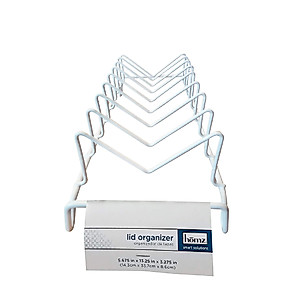 HOMZ 23170102.359999999 Lid and Pan Organizer, Kitchen Organization, White, Holds 8 Lids or Pans Lid Organizer (23170102.36)