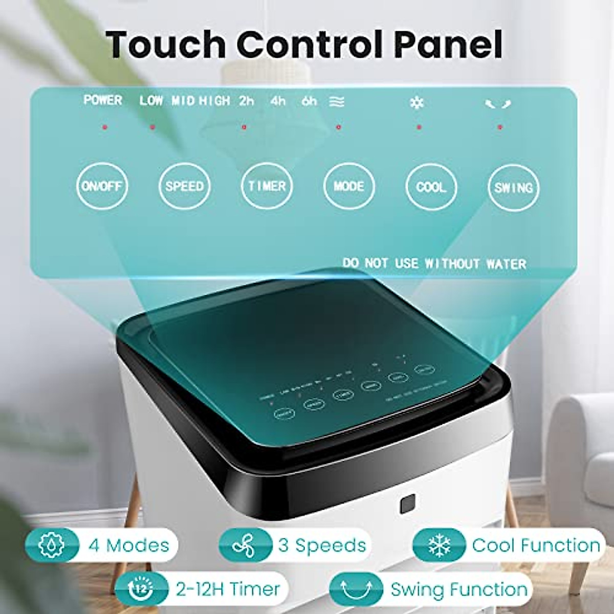 LDAILY 3-in-1 Evaporative Air Cooler, Wide Oscillating Air Cooler w/ 4 Modes, 3 Speeds, 2-12H Timer, Remote Control & 2 Ice Packs, 3.5L Water Tank, Air Cooler for Room Home Office