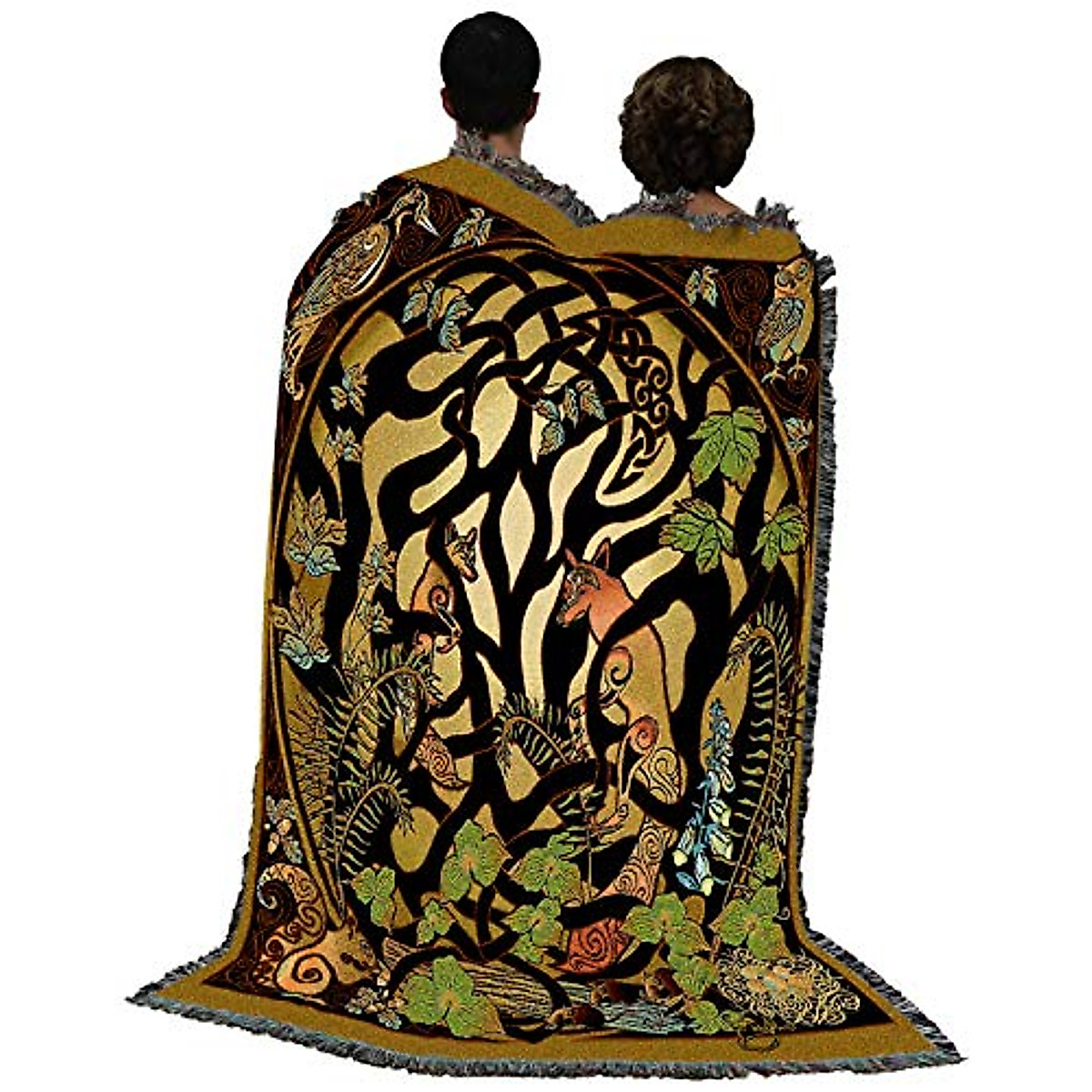 Pure Country Weavers Woodland Fox and Forest Animals Blanket by Jen Delyth - Celtic Gift Tapestry Throw Woven from Cotton - Made in The USA (72x54)