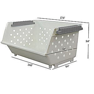 Kekow 4-Pack Plastic Large Stacking Organizer Basket, Stackable Storage Basket, White