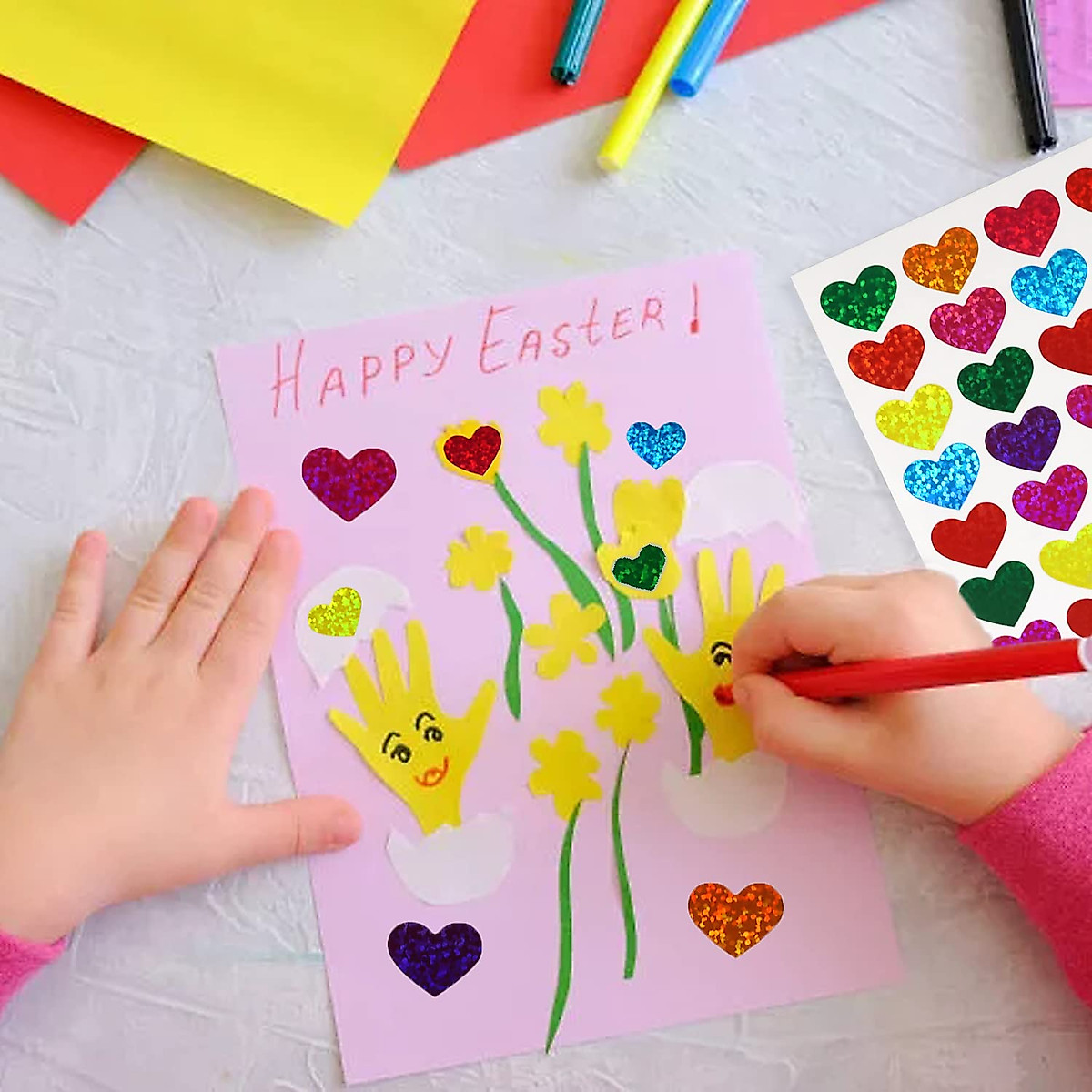 HONBAY 3 Rolls of Colorful Cute Cartoon Eye Nose Mouth Decal Stickers Label for Coloring Book, Notebook, Bottles, Laptops, etc