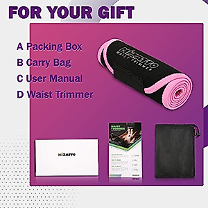 MIZATTO Sweat Waist Trainer for Women, Adjustable Waist trimmer, Slimming Waist Stomach Wrap for Gym Fitness Workout to Lose Belly Fat Pink L