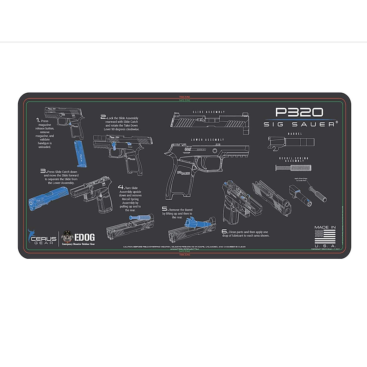 EDOG Range Warrior 27 Pc Gun Cleaning Kit - Compatible with Sig P320 - Instructional Step by Step Pistol Mat, Range Warrior Universal .22 9mm - .45 Kit & Tac Book Accessories Set