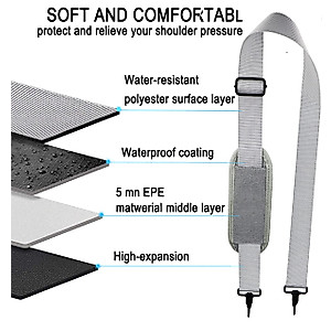 Shoulder Strap, Durable 55" Universal Replacement Laptop Shoulder Strap, Adjustable Comfortable Belt with Metal Hooks for Briefcase, Computer Messenger Bag, Laptop Case Luggage/Duffel/Camera, (Grey)