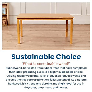 ECR4Kids 24in x 48in Rectangular Hardwood Table with 22in Legs, Kids Furniture, Honey
