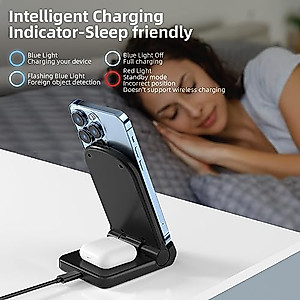 Wireless Charger for iPhone/Samsung/AirPods, 2-in-1 iPhone Charger Fast Charging, Wireless Charging Station for iPhone14/13/12/11/Pro/Max/SE/XS/XR/X/8 Plus/8, AirPods/Google/LG/Sony, etc