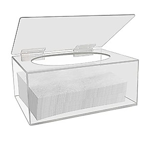 Dryer Sheet Dispenser with Hinged Lid,Acrylic Laundry Dryer Sheet Holder, Dryer Sheets Container for Fabric Softener Sheets, Tissue Box, Container Storage Box for Laundry Room Décor (Clear)
