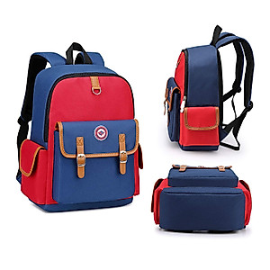 weiatas Kids Backpack Children Bookbag Preschool Kindergarten Elementary School Bag for Girls Boys (Red-blue, Small)