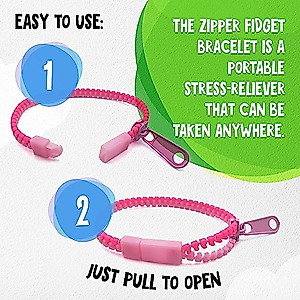 only U 20-Piece Friendship Zipper Bracelets Sensory Fidget Toys Kit for Kids - Perfect Valentines, Birthdays, Goodie Bags, Easter Stuffers - Bulk Set of 20 Bracelets, Party Favors, Gifts