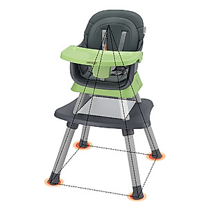 VEEYOO Baby High Chair 6 in 1, Convertible high Chair/Dinning Booster Seat/Toddlers Table & Chair Set with Easy Clearance, Removable Tray, Adjustable Legs, Safety Harness for Girl/boy
