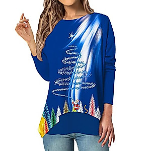 Women's Long Sleeve Oversized Crew Neck Solid Color Knit Pullover Sweater Tops V Neck Lantern Long Sleeve Blouse Hollow Out Casual Shirts Tops A200084 Blue