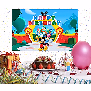Mickey Mouse Clubhouse Backdrop for Birthday Party Supplies 5x3ft Park Photo Backgrounds Mickey Mouse Clubhouse Theme Baby Shower Banner for Birthday Cake Table Decoration