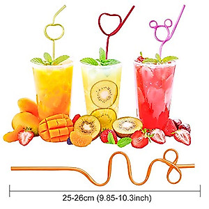 Crazy Straws,24 Pcs Silly Straws for Kids &Adults,Reusable Plastic Loop Curly Crazy Drinking Straws for Classroom Activities Valentines Day Gift Christmas Birthday Wedding Party Supplies Decoration
