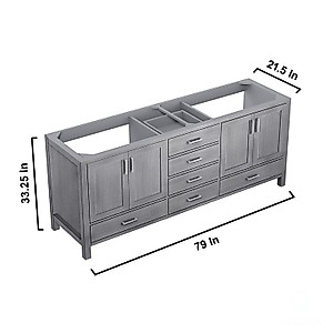 Lexora Jacques 80 in. W x 22 in. D Distressed Grey Double Bath Vanity