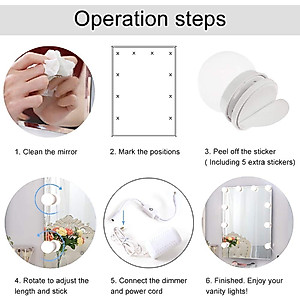 Chende LED Vanity Light for Mirror, Hollywood Style Makeup Lights with Dimmer and 12V Adapter, Stick on Vanity Mirror, (Mirror Not Included)