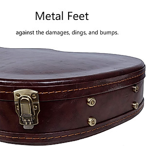 Crossrock Case - Hard-Shell Wooden Guitar Case - Fits 12-Strong Dreadnought Classical Nylon String Acoustic Guitars - Stainless Steel Latches, Sponge Lining, Metal Feet, Storage Space - Vintage Brown