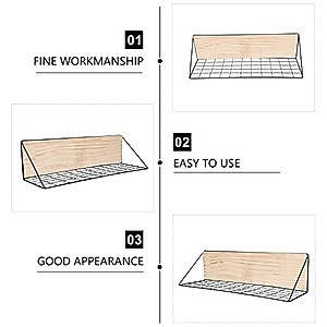 Cabilock 1pc Storage Rack Wire Wall Organizer Organizing Holder Shelves Wall Mounted Practical Wall Shelf Succulent Wall Rack Black Wire Sundries Rack Storage Shelves Solid Wood