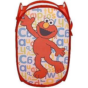 Crown Crafts Infant Products Sesame Street Elmo Pop Up Hamper - Mesh Laundry Basket/Bag with Durable Handles