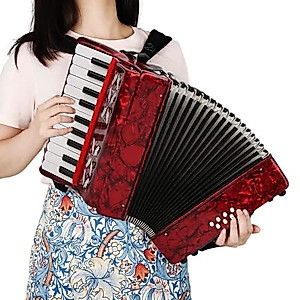 Acordeones Para Adultos, Acordeón 22 Keys 8 Bass Accordion Instrument With Acordeon Straps And Sweet Sound Portable Educational Musical Instrument, For Music Beginner Lover