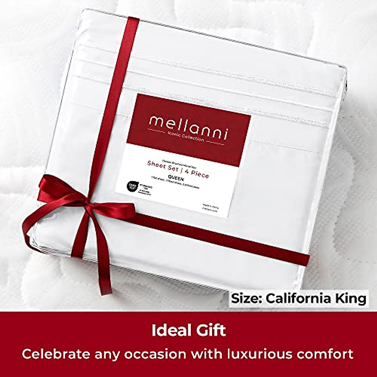 Mellanni California King Sheet Set - 4 Piece Iconic Collection Bedding Sheets & Pillowcases - Extra Soft, Cooling Bed Sheets - Deep Pocket up to 16" - Wrinkle, Fade, Stain Resistant (Cal King, White)