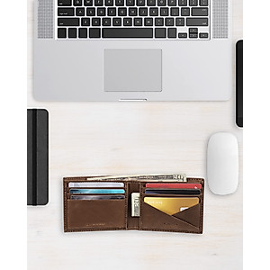 Kenneth Cole Men's Leather Bifold Wallet, Tan, One Size