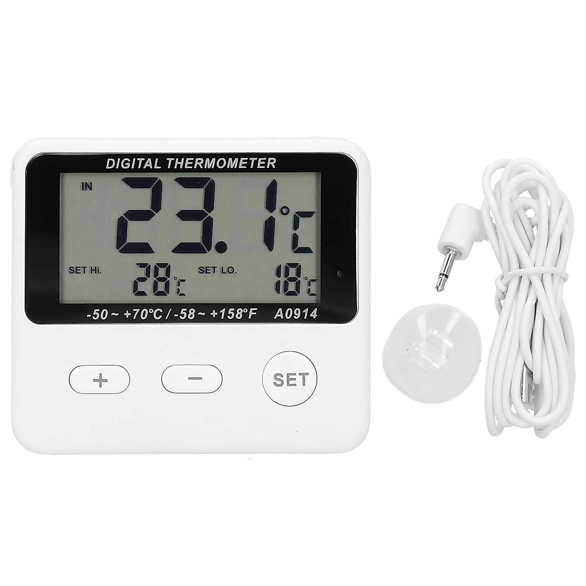 Walfront Digital Freezer Thermometer Battery Powere Universal Refrigerator Temperature Measuring Alarm Console with Probe for Kitchen Home Restaurants Bars, Thermostat